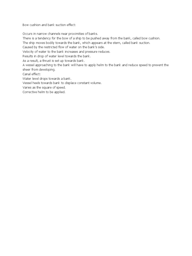 Bow Cushion and Bank Suction Effect | PDF