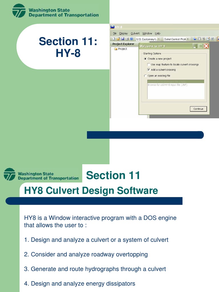 HY8 Culvert Design Software Overview | PDF | Computing | Software