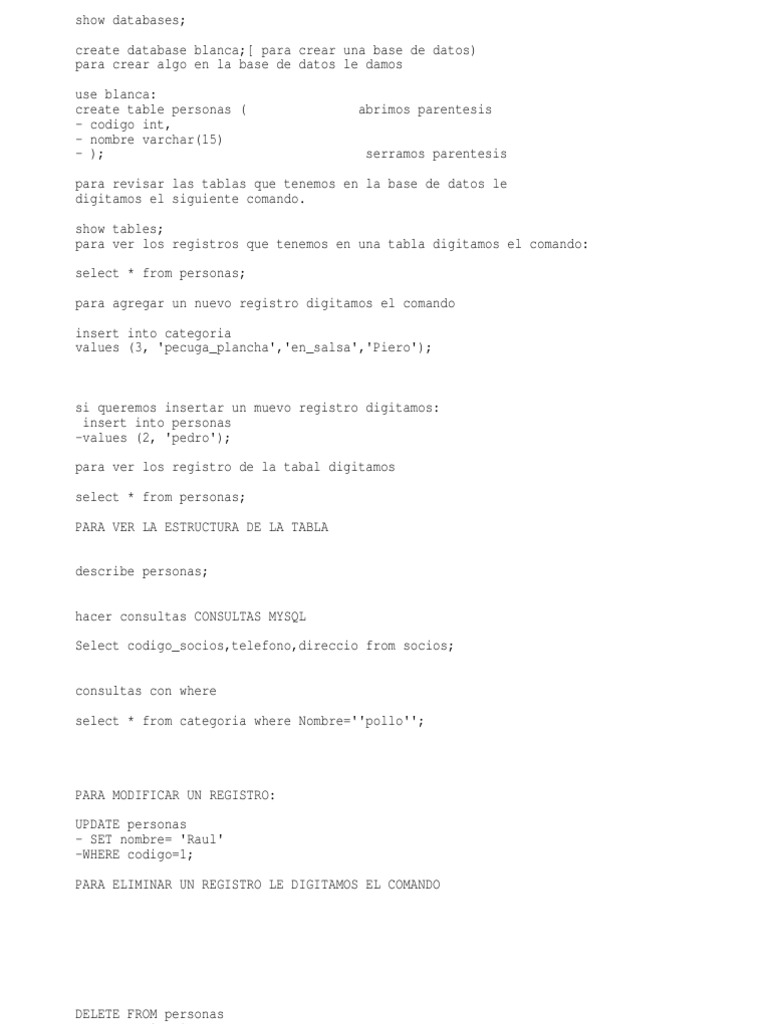 Comandos Basicos Mysql | PDF | Informática
