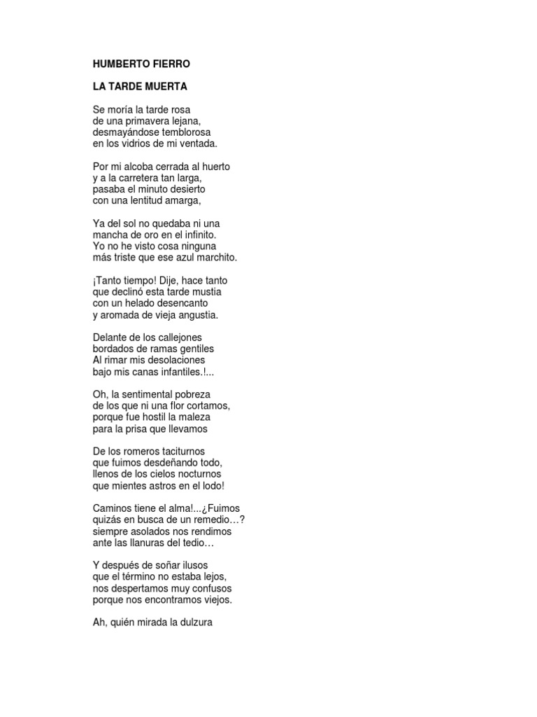 Humberto Fierro La Tarde Muerta | PDF | Naturaleza