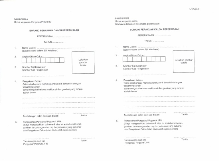 LPAm34 Borang Perakuan Calon PDF | PDF