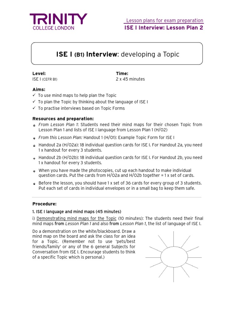 ISE 1 (B1) Interview - Lesson Plan 2 - Developing A Topic (Final) | PDF ...