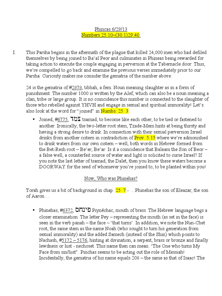 Pinchas, פִּינְחָס | PDF | Hebrew Bible | Hebrew Words And Phrases