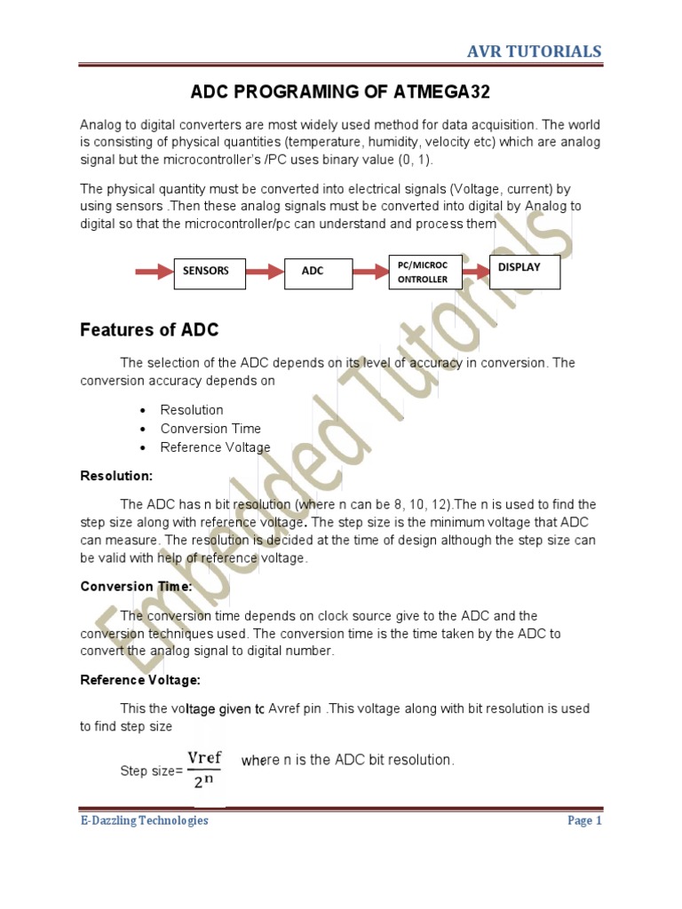 ATmega32 ADC Programming Guide | PDF | Analog To Digital Converter ...
