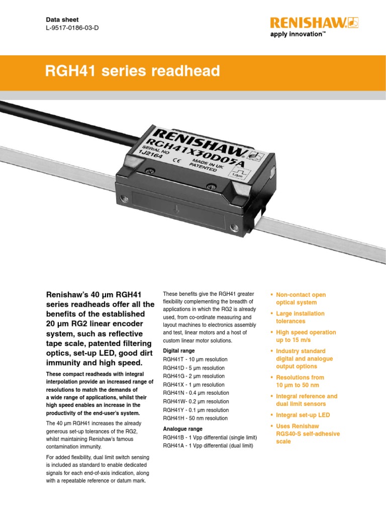 Renishaw Encoders RGH41 Series Readhead | PDF | Hertz | Electrical ...