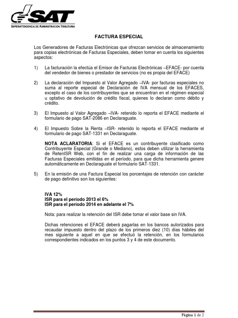 Factura Especial Electronica Pdf Factura Impuestos