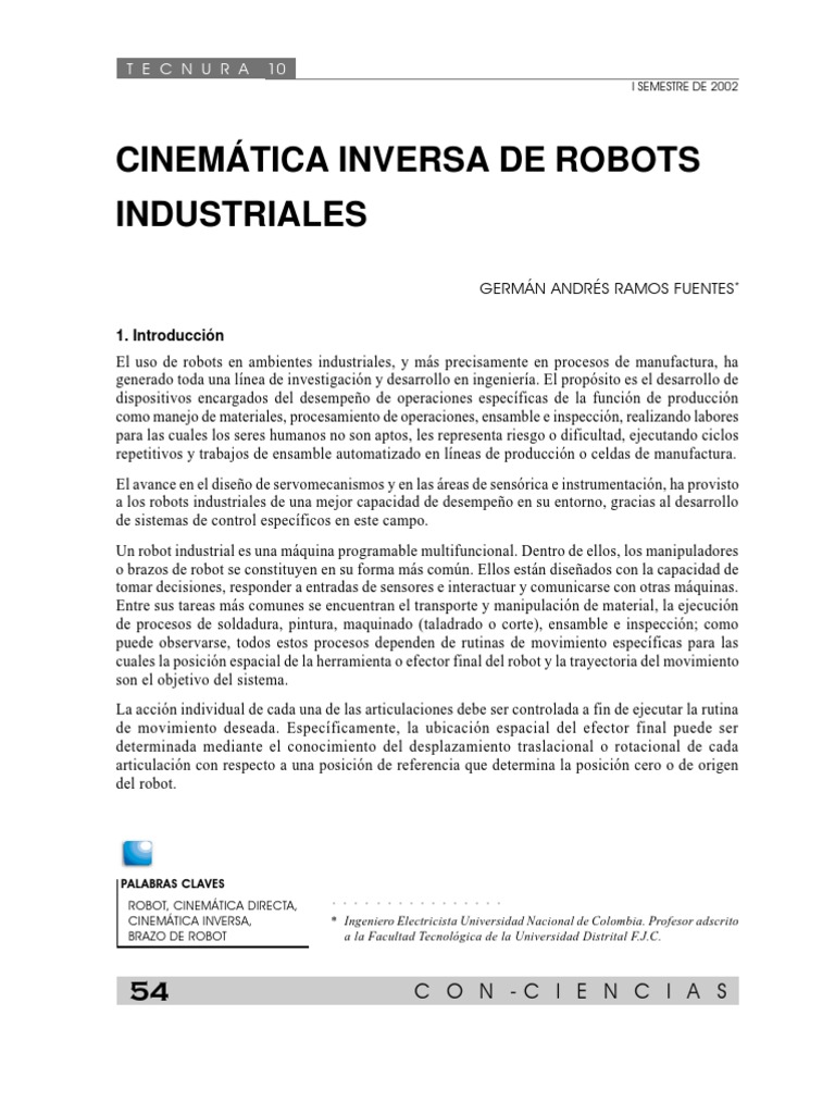 Cinemática Inversa de Robots | PDF | Robot | Robótica
