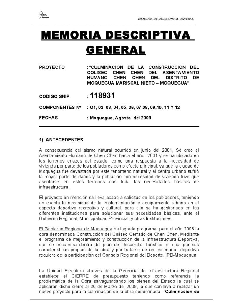 Memoria Descriptiva General | Fundación (Ingeniería) | Ingeniería de ...