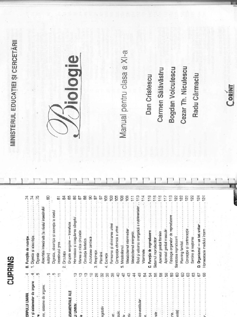Manual Biologie Clasa Xi Corint | PDF