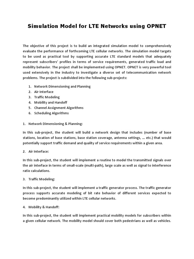 OPNET LTE Simulator Project PDF | PDF | Cellular Network | Simulation