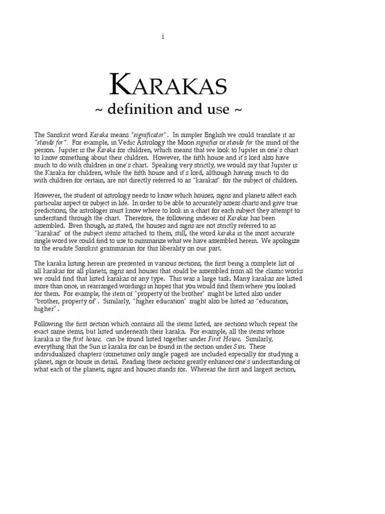 Huge Karakas List | PDF | Planets In Astrology | Pisces (Astrology)