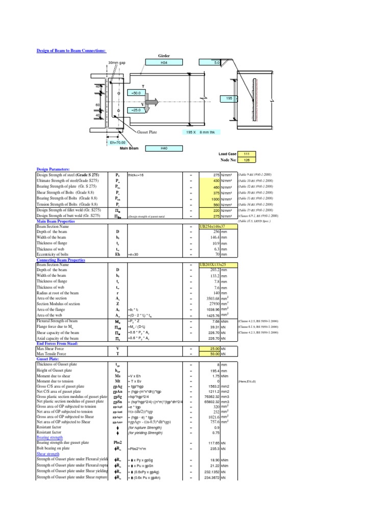 Beam To Beam Web - Shear Connection | PDF | Beam (Structure) | Screw