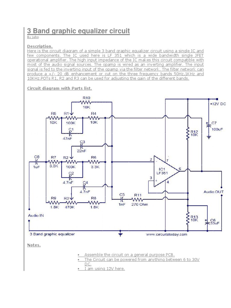 3 Band Graphic Equalizer Circuit | PDF | Operational Amplifier ...