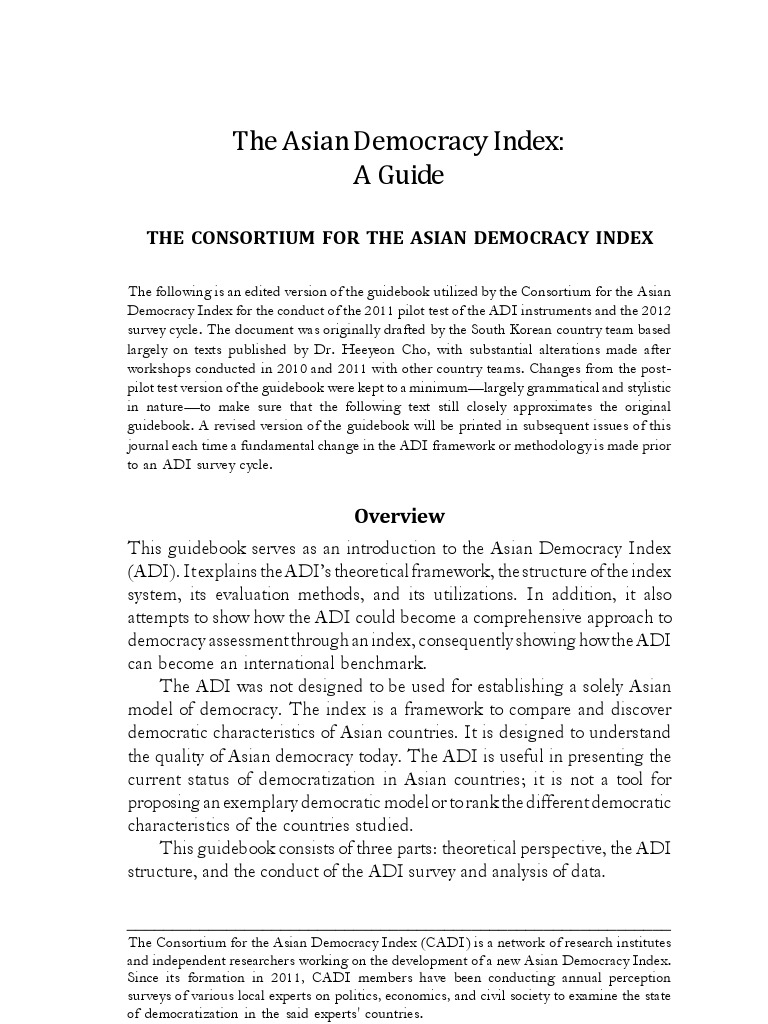The Asian Democracy Index: A Guide | PDF | Civil Society | Elections