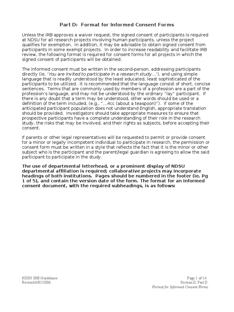 Format For Informed Consent Forms | PDF | Informed Consent ...
