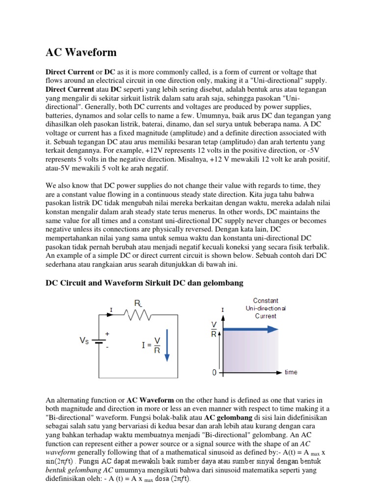 Karakteristik Gelombang AC dan DC | PDF | Root Mean Square | Amplitudo