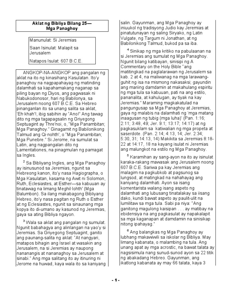 25 Mga Panaghoy | PDF