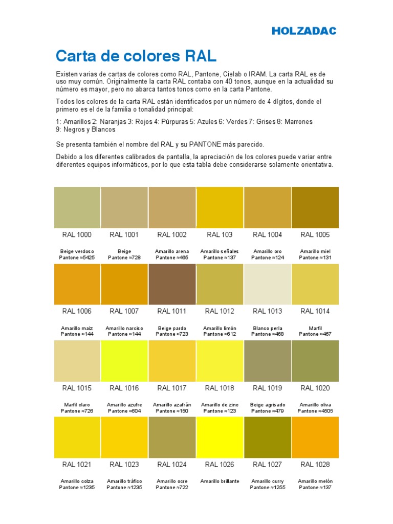 tabla ral | Brown | Yellow