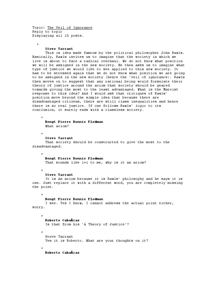 The Veil of Ignorance | PDF | John Rawls | Justice