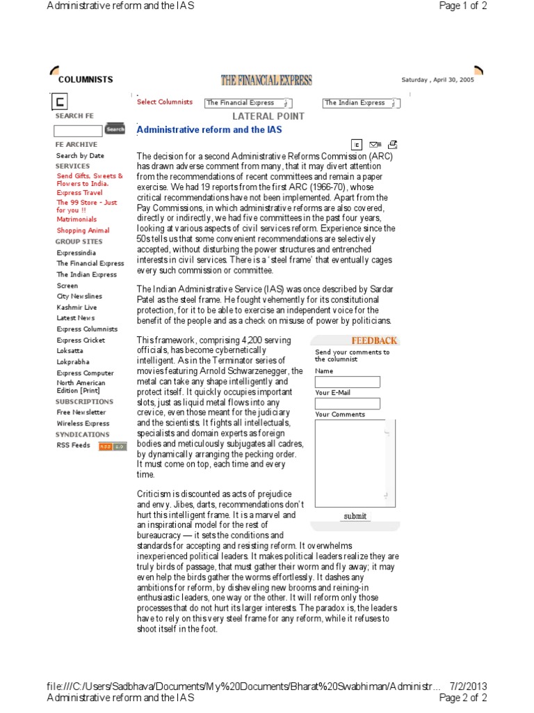 IAS Challenges in Administrative Reforms | PDF | Civil Service | Government