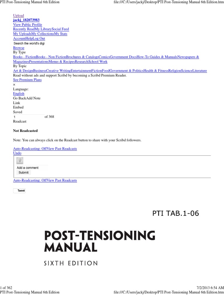 PTI Post-Tensioning Manual 6th Edition | PDF | Web 2.0 | Websites