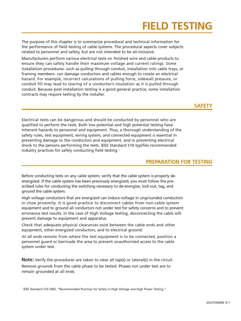 Hi Pot Test Details | Insulator (Electricity) | Cable
