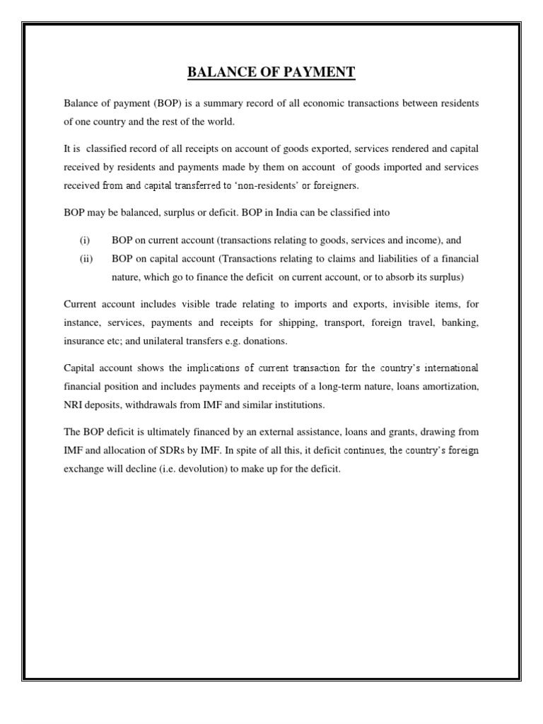 Balance of Payment | Download Free PDF | Government Budget Balance ...