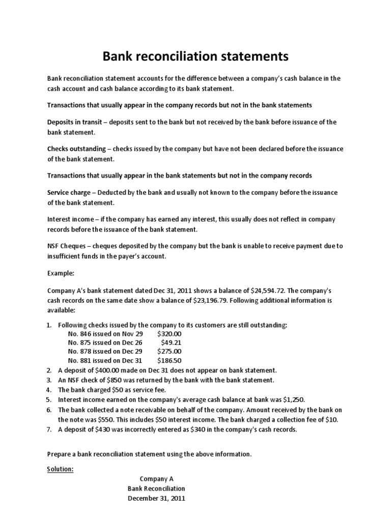Bank Reconciliation Statements | PDF | Cheque | Deposit Account