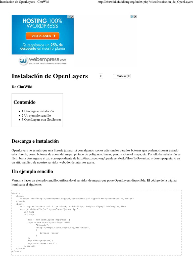Instalación de OpenLayers - ChuWiki | PDF | Script Java | Servidor web