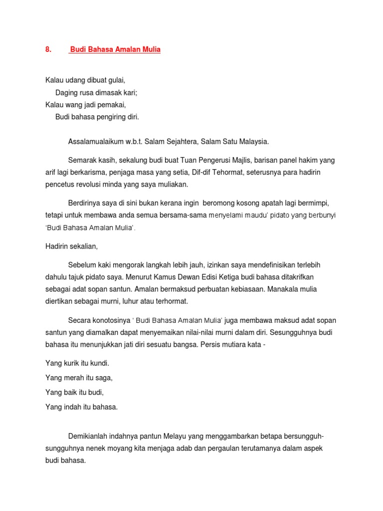 Budi Bahasa Amalan Mulia Pdf