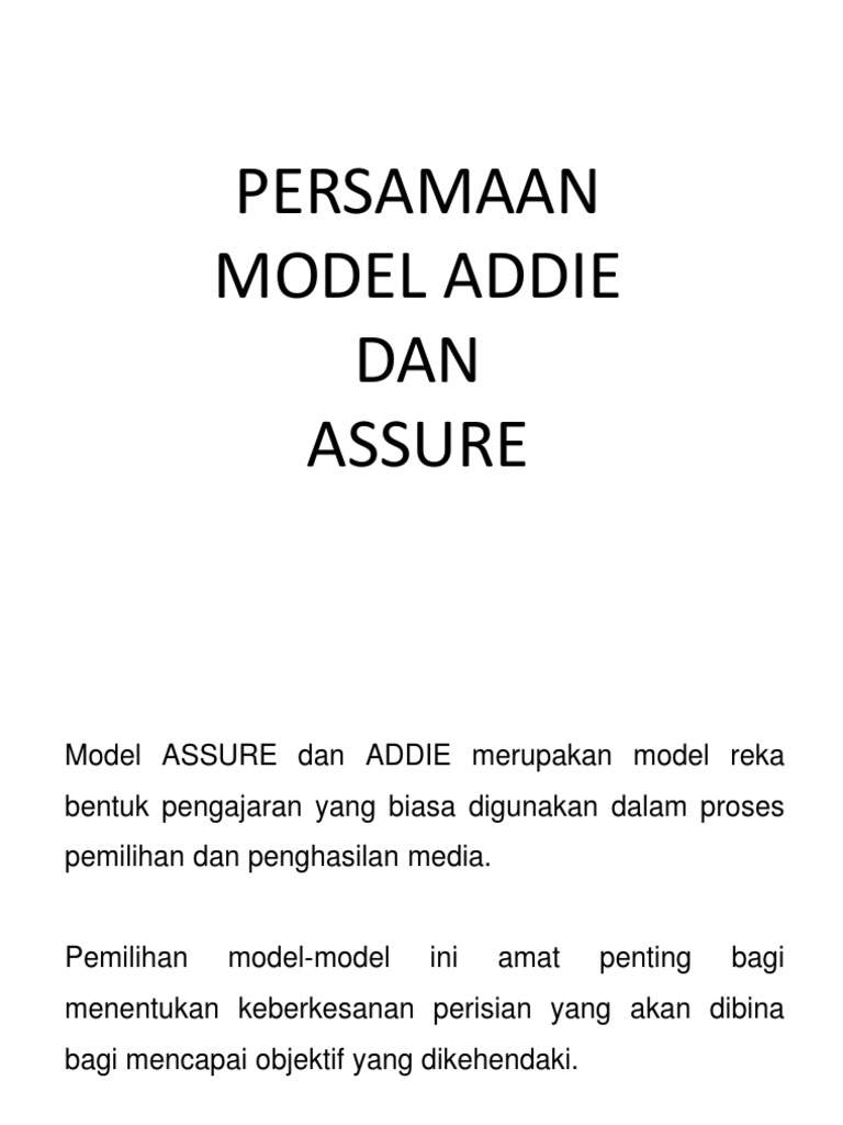 Persamaan Model ADDIE Dan ASSURE | PDF