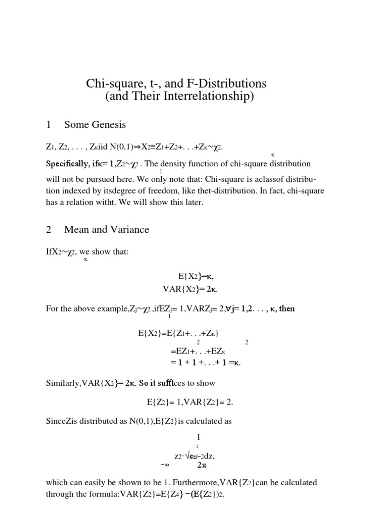 Lecture 05 - Addendum - Chisquare, T and F Distributions | PDF | F Test ...