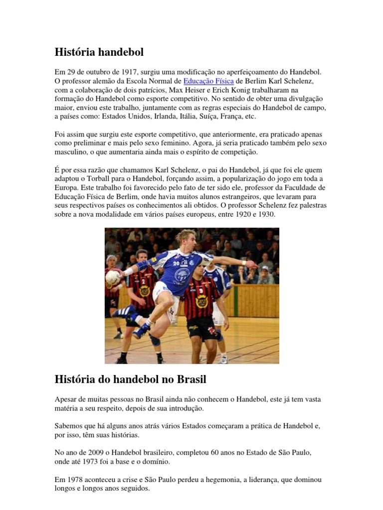 História Handebol | Download grátis PDF | Esportes | Lazer