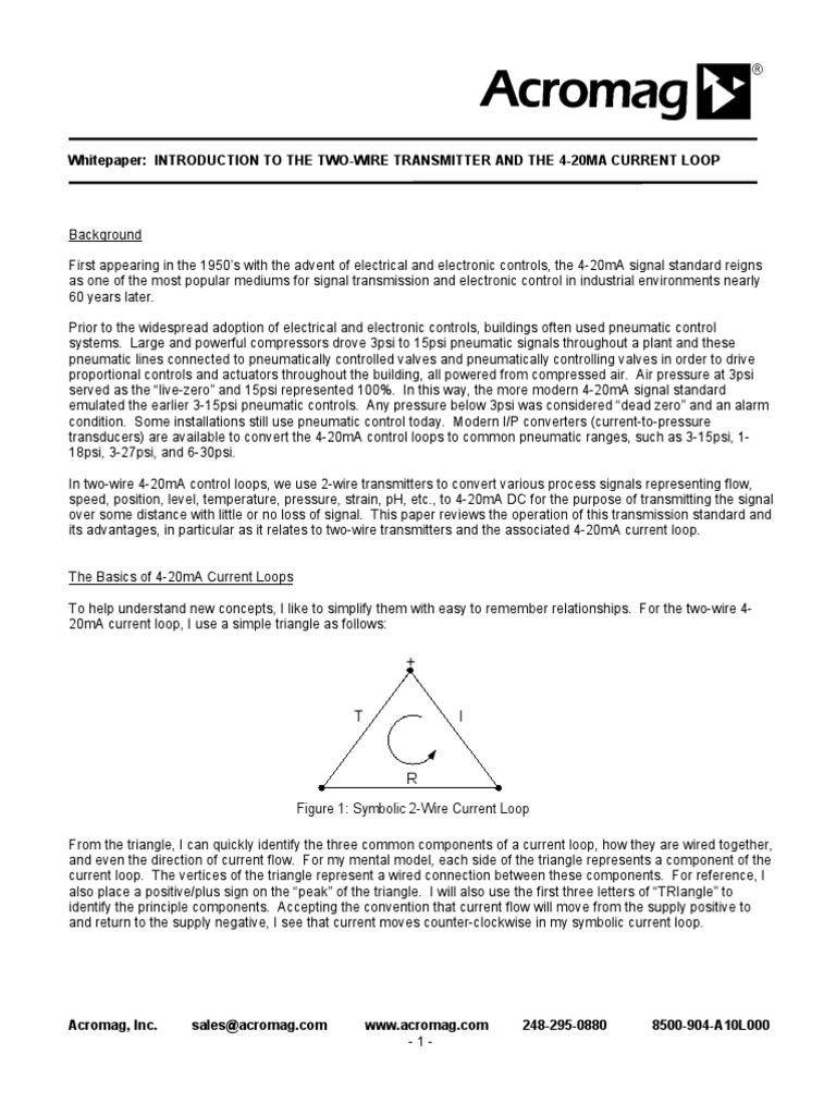 Two-Wire 4-20mA Current Loop Overview | PDF