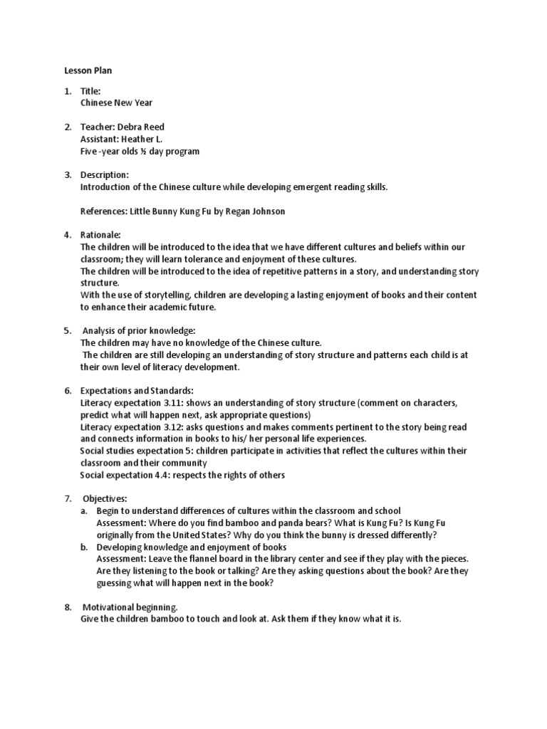 Lesson Plan Chinese | PDF | Lesson Plan | Literacy