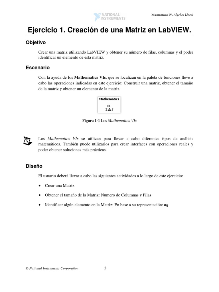 Matrices Labview | PDF | Matriz (Matemáticas) | Ventana (informática)