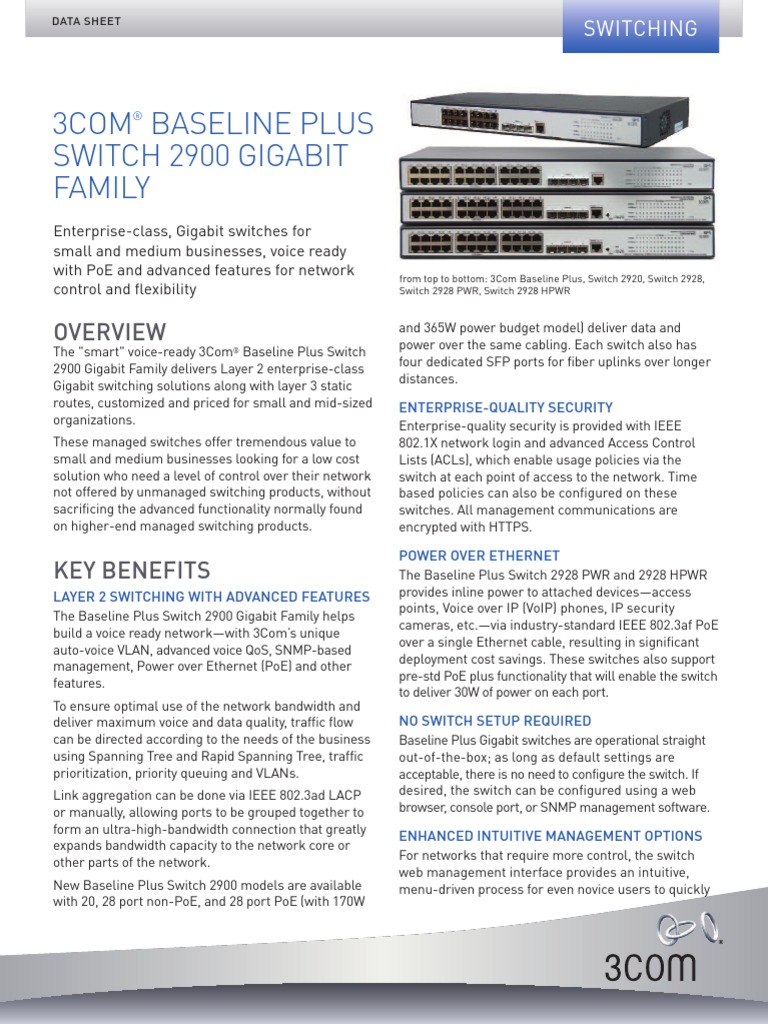 3com 3CRBSG5293 2900 Switches PDF | PDF | Network Switch | Computer Network