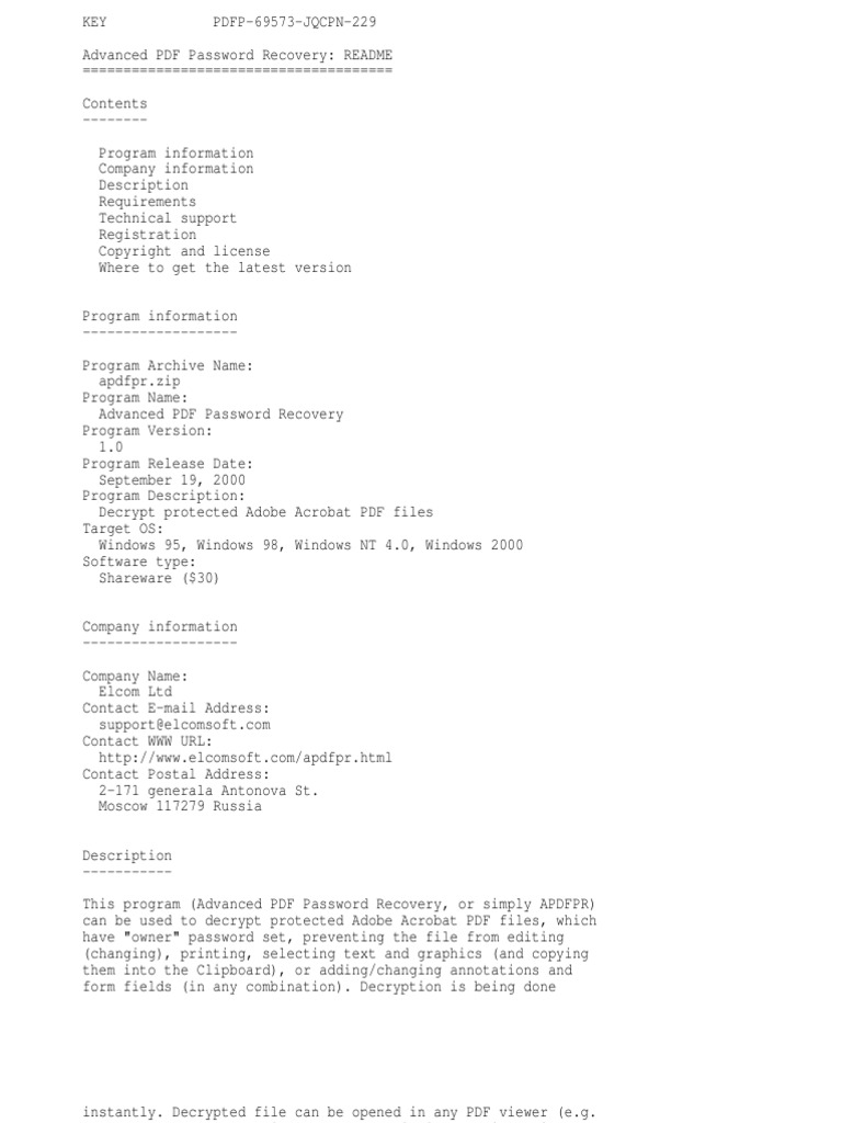 readme.txt | Portable Document Format | Password