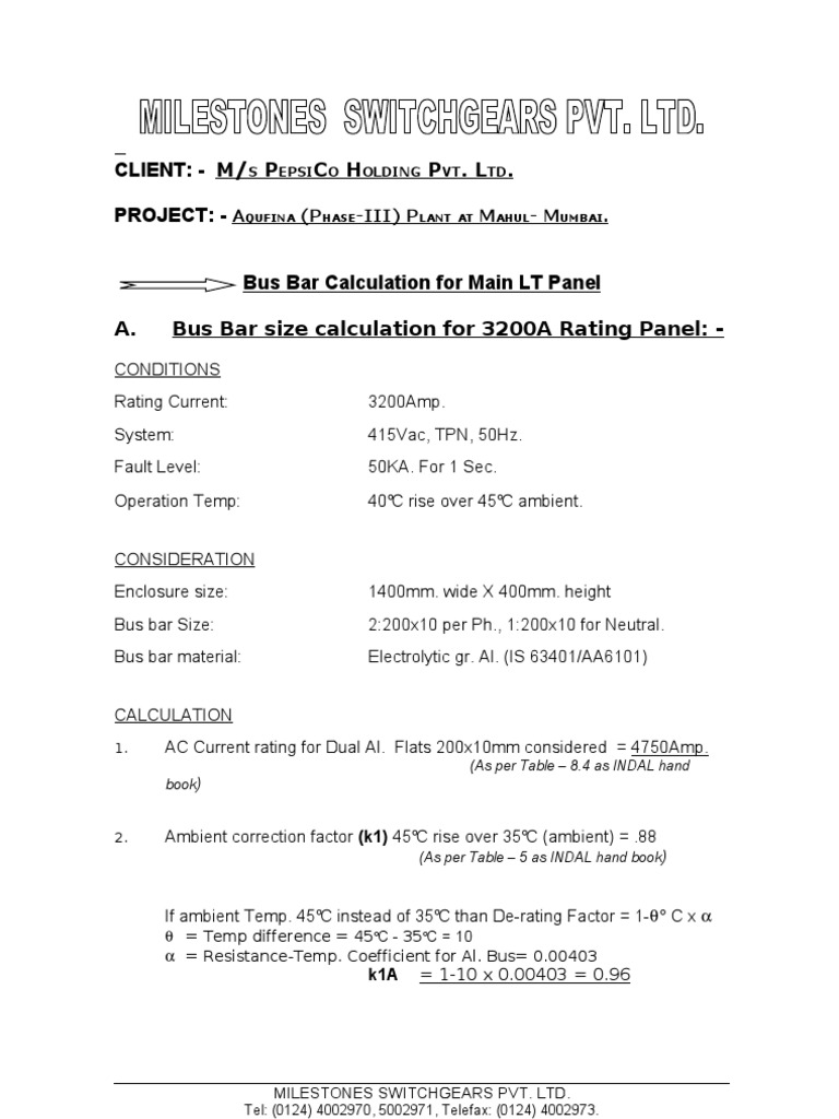 Busbar Calculation | PDF