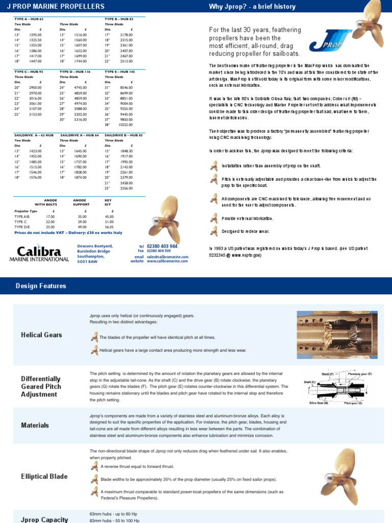J Prop Leaflet | PDF | Propeller | Gear