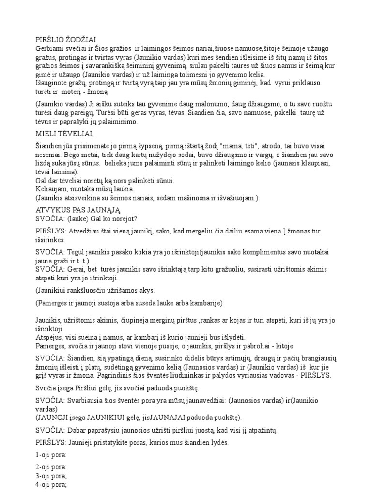 Vestuviu Scenarijus | PDF