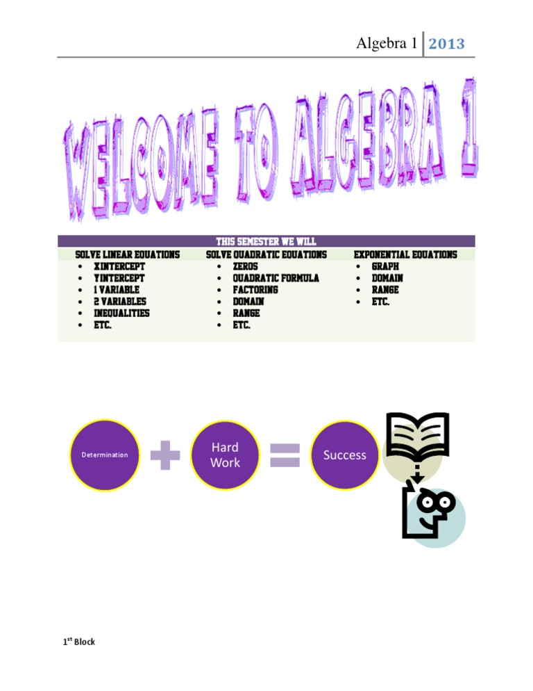 Algebra 1 Course Overview 2013 | PDF | Science & Mathematics