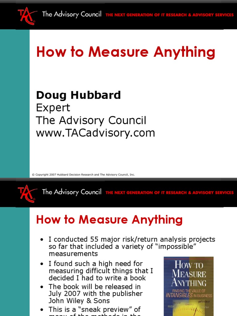 TAC How To Measure Anything | PDF | Risk | Uncertainty