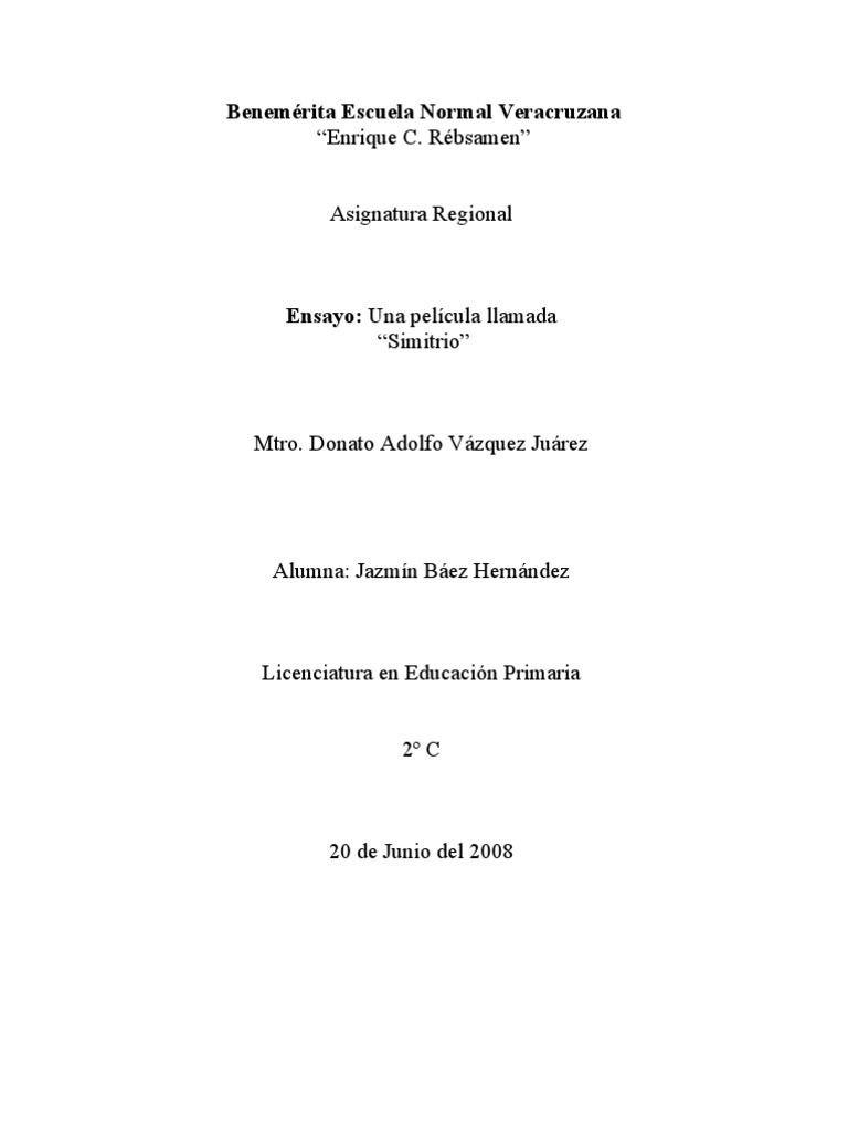 Análisis de la película "Simitrio" y la docencia | PDF | Comportamiento ...