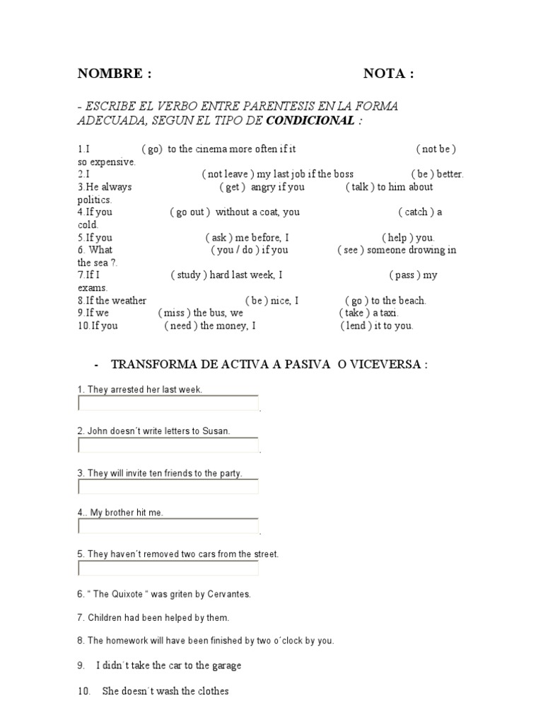 Conditional Verbs, Passive Voice Transformations, Tense Consistency, Reported Speech, and ...