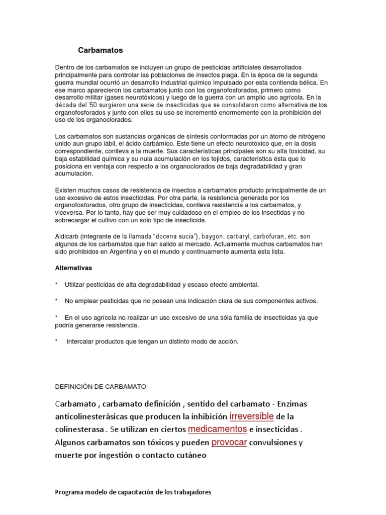 Carbamatos | PDF | Pesticida | Insecticida