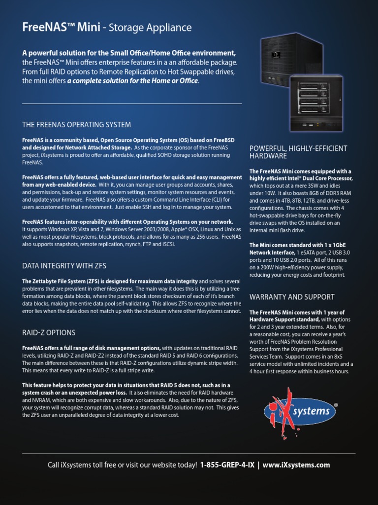 FreeNAS Mini DataSheet | PDF | Operating System | Information Technology Management