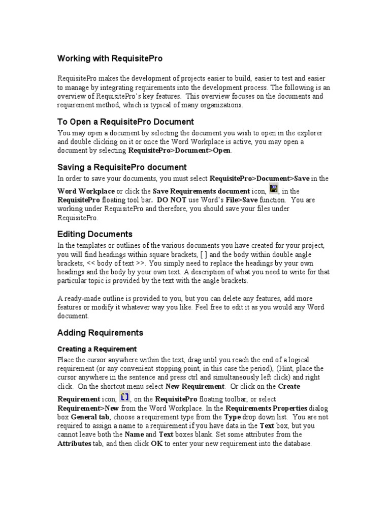 Working With RequisitePro | PDF | Icon (Computing) | Dialog Box