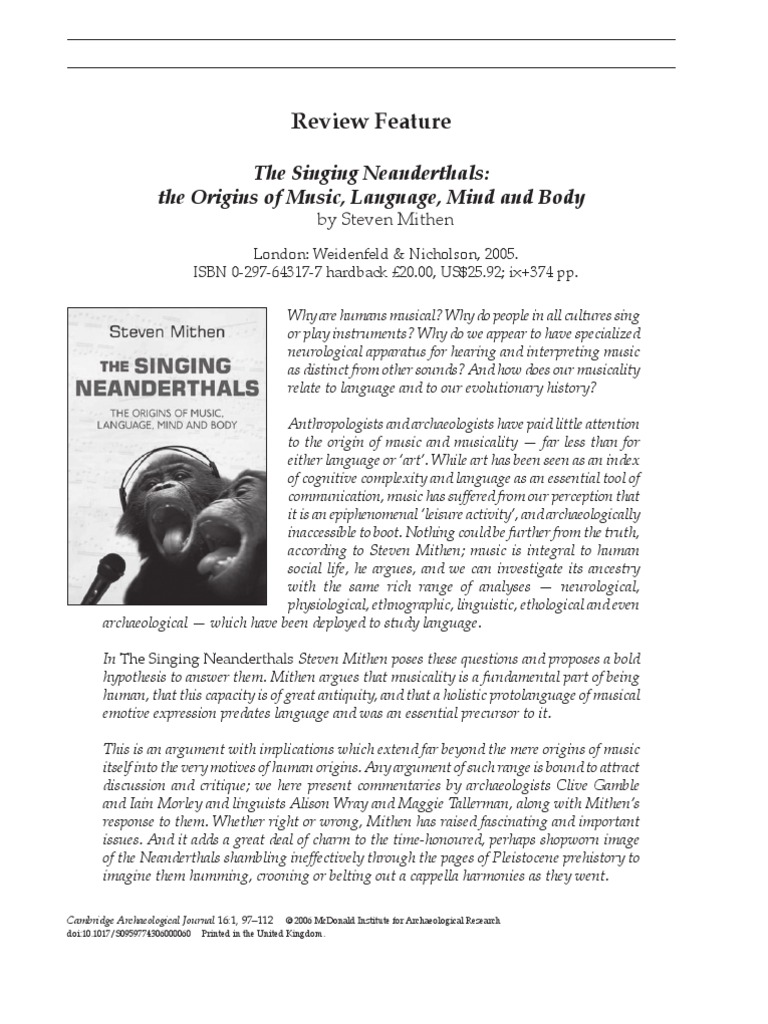 The Singing Neanderthals | PDF | Origin Of Language | Neanderthal