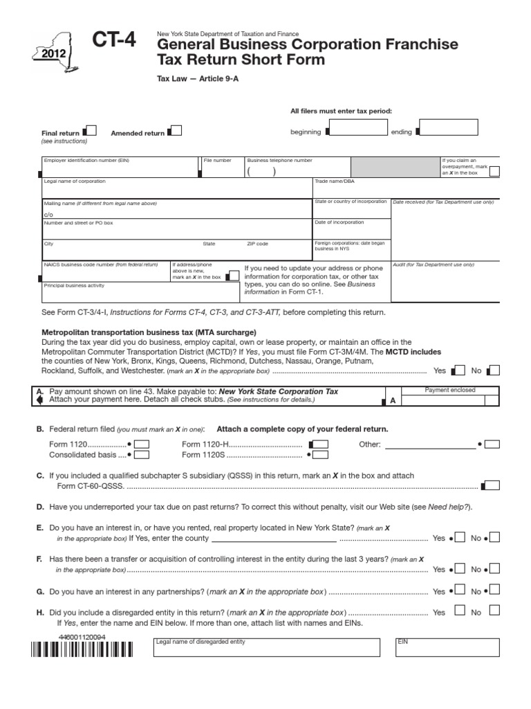 New York Corporation Tax Return | PDF | Depreciation | Tax Deduction